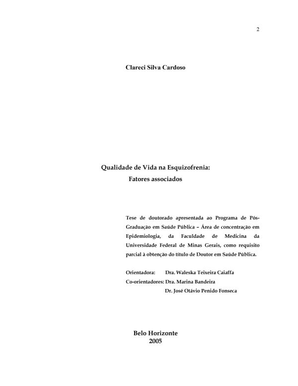 Qualidade De Vida Na Esquizofrenia Fatores Associados Osubh