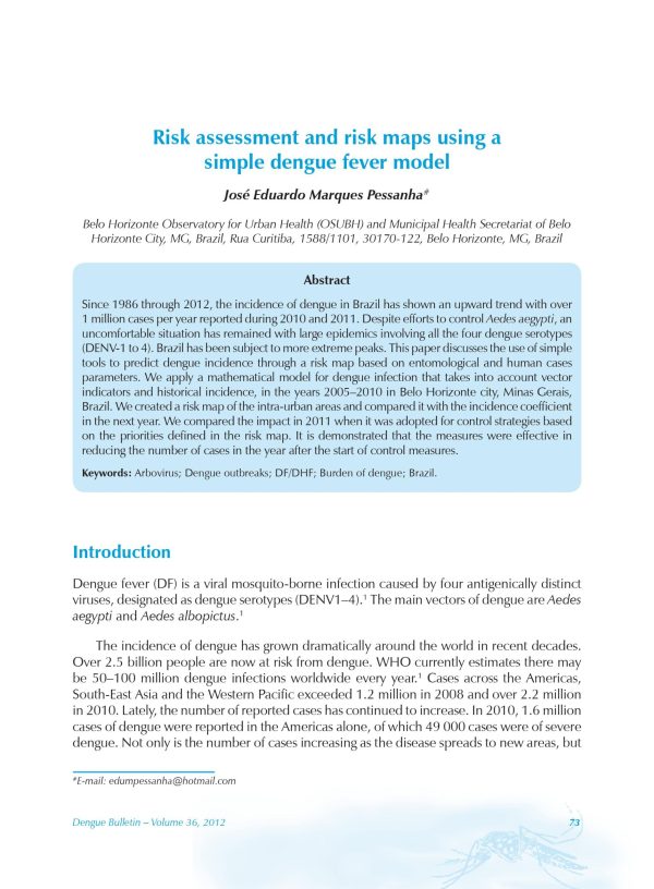 Risk assessment and risk maps using a simple dengue fever model - OSUBH